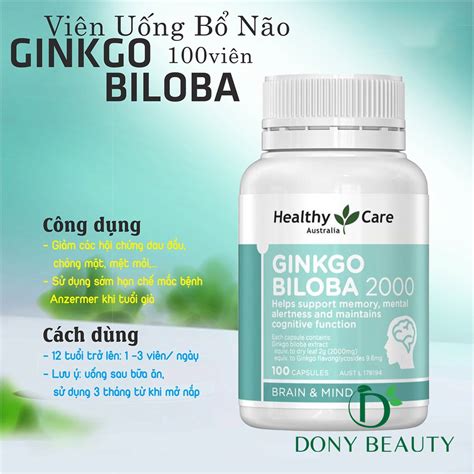 Thuốc Bổ Não Ginkgo Biloba Healthy Care 2000mg 100 Viên Của Uc