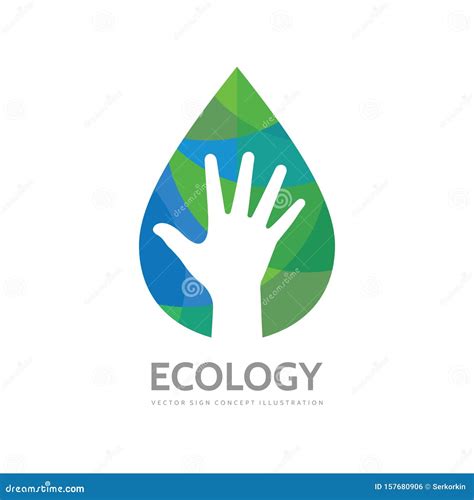 Ecology Human Hand Concept Business Logo Design Abstract Green Leaves