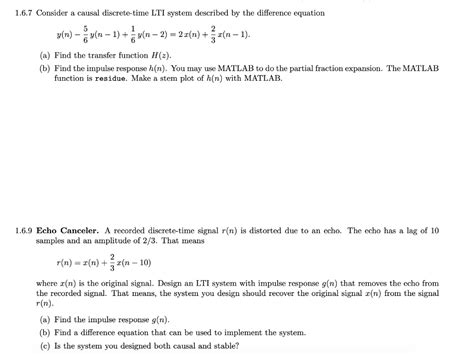 solved 1 6 7 consider a causal discrete time lti system