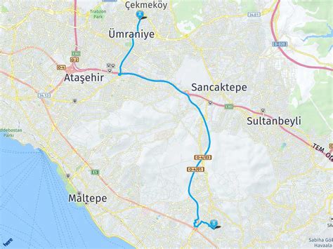 Çekmeköy Madenler Maltepe Cezaevi arası mesafe Çekmeköy Madenler