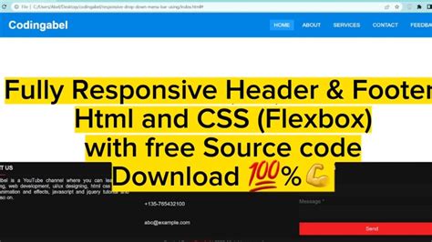 fully responsive header and footer in html and css flexbox with free source code 💯 download 🔥💪
