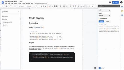 Code Blocks Syntax Highlighting For Google Docs