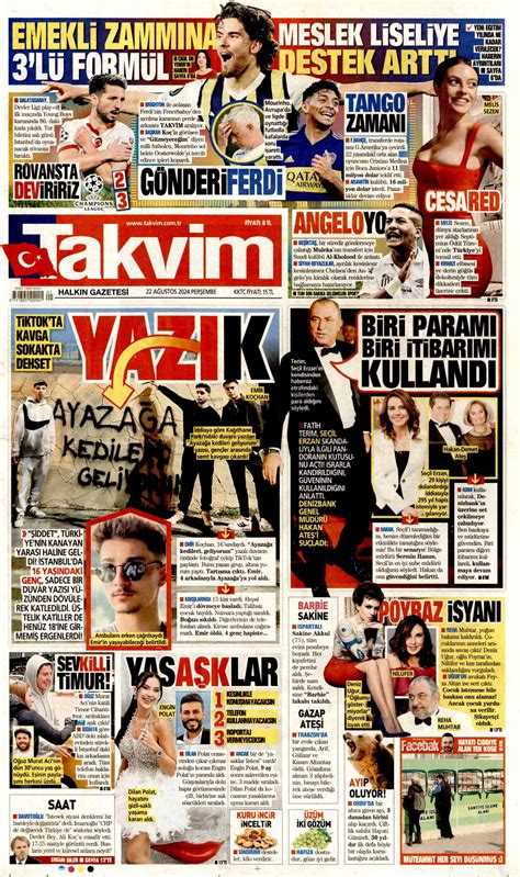 Takvim Gazetesi Takvim Manşet Oku Haberler 22 Ağustos 2024