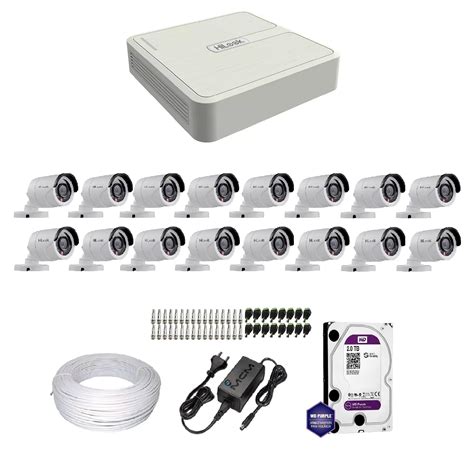 Kit 16 Câmeras De Segurança Hilook Bullet Hd Thc B120C P 1080P 2Mp Uso