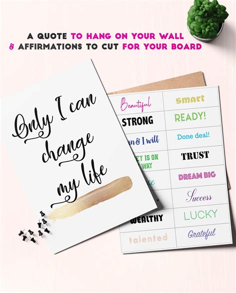 Vision Board Kit Printable Goal Planner Quote Cards Etsy