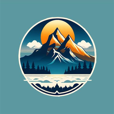 Premium Vector Logo Design With Mountain Trees Sunset And River Line