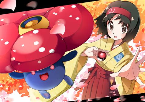 Download Vileplume And Erika During Autumn Wallpaper