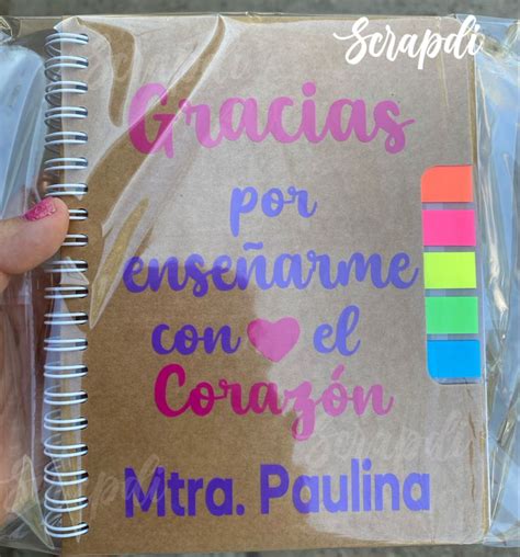 Libreta ecológica personalizada con vinil frase para maestras Regalos