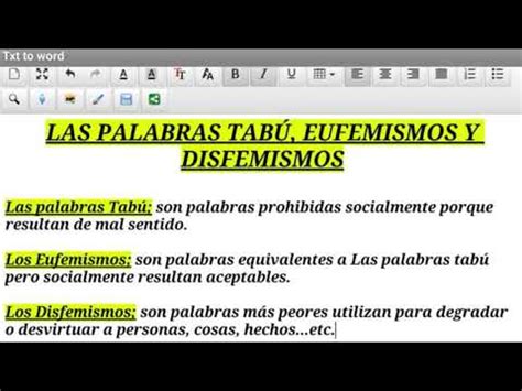 Palabras Tabú Eufemismos y Disfemismos Semántica YouTube