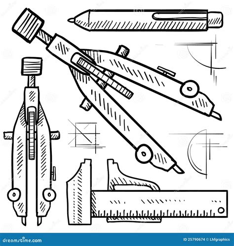 Dessin Et Croquis Architectural D Outils Illustration De Vecteur