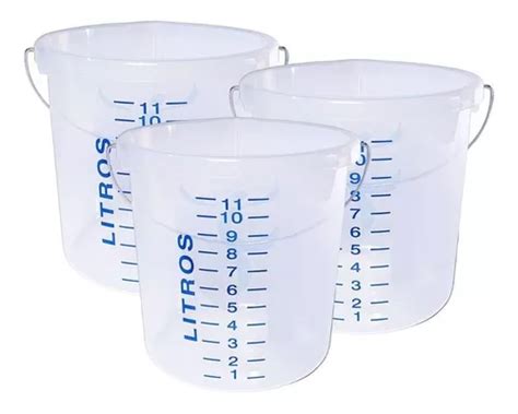 Kit 3 Baldes Em Polipropileno Graduado Silkscreen 12 Litros