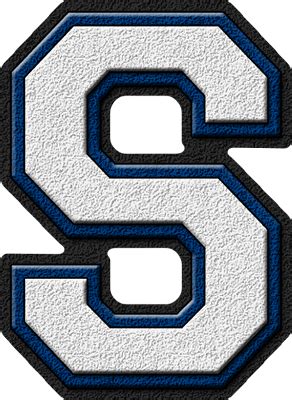Presentation Alphabets White Royal Blue Varsity Letter S