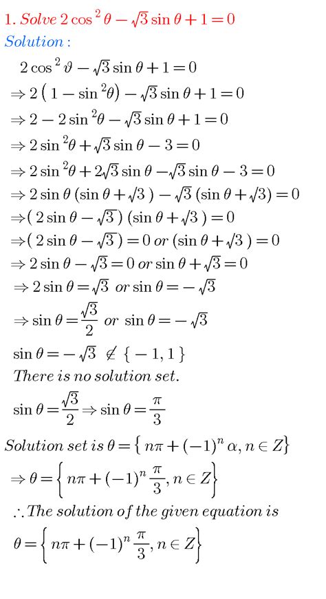 trigonometric equations intermediate mathematics first year 1 a chapter 7 problems with
