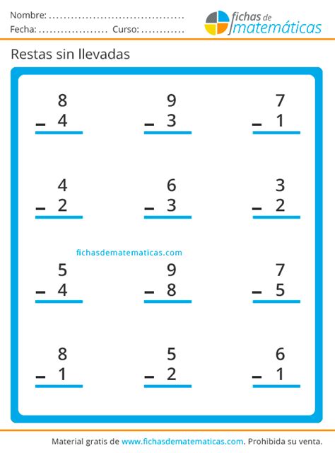 Restas Sin Llevar Descarga Cuaderno PDF Con Restas Para Primaria