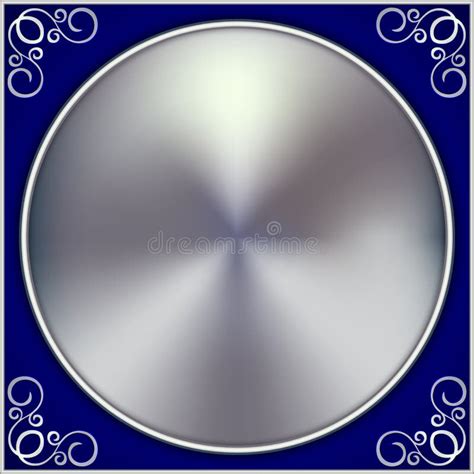Círculo De Prata Abstrato Do Vetor No Fundo Azul Ilustração do Vetor