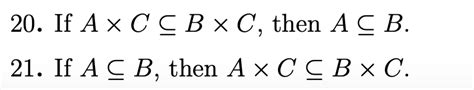 solved 20 if a×c⊆b×c then a⊆b 21 if a⊆b then a×c⊆b×c