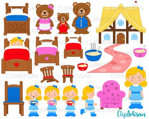 Goldilocks And The Three Bears Clipart Set PNG