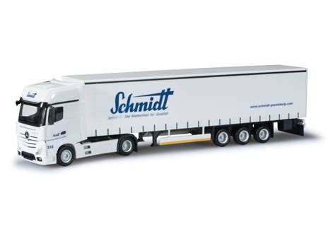 Herpa Mercedes Benz Actros Gigaspace Gardinenplanen Sattelzug Schmidt