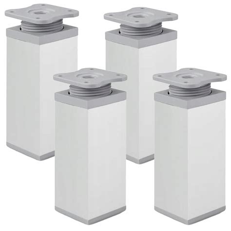 4x Nóżka meblowa regulowana kwadratowa 40x40 ATM H 100mm ALUMINIUM DN