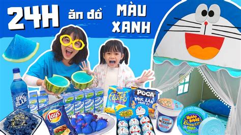 Tiểu Lio Thử Thách 24h Ăn Đồ Màu Xanh Sống Trong Lều Doraemon 1