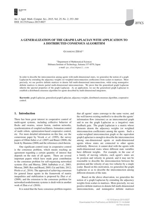 pdf a generalization of the graph laplacian with application to a distributed consensus algorithm