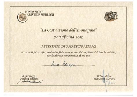 Attestato Partecipazione Corso Fotofficina Ppt