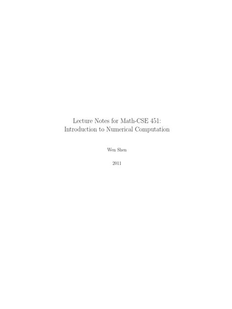 lecture notes for math cse 451 introduction to numerical computation download free pdf