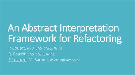 ppt an abstract interpretation framework for refactoring powerpoint presentation id 6047116