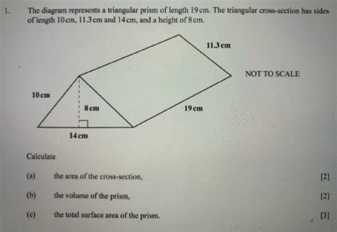 Solved The Diagram Represents A Triangular Prism Of Chegg