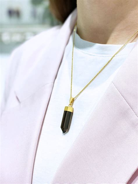 Naszyjnik Kwarc Dymny Obelisk Brazi Druse Jewelry Moda Sklep EMPIK