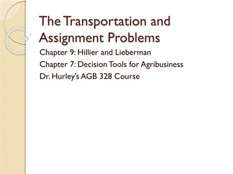 ppt the transportation and assignment problems powerpoint presentation id 1516457