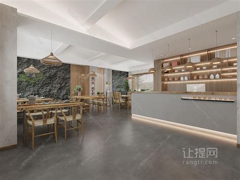 新中式民宿酒店前台接待区3d模型下载 模型ID 109304 让提网