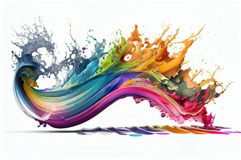 Salpicadura De Pintura Colorida De La Onda Del Arco Iris Elemento De