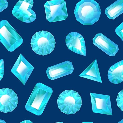 Premium Vector Realistic Detailed 3d Blue Jewels Seamless Pattern