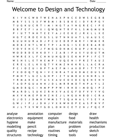 Welcome To Design And Technology Word Search WordMint