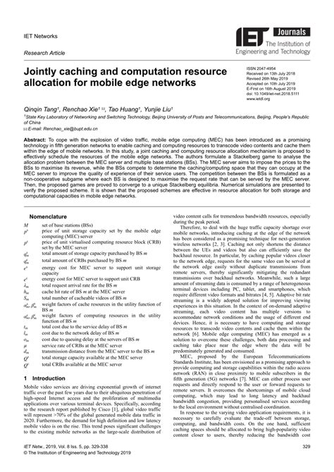 jointly caching and computation resource allocation for mobile edge networks request pdf
