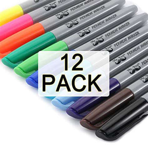 Mr Pen Permanent Markers 12 Pack Assorted Colors Fine Point