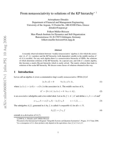 pdf from nonassociativity to solutions of the kp hierarchy