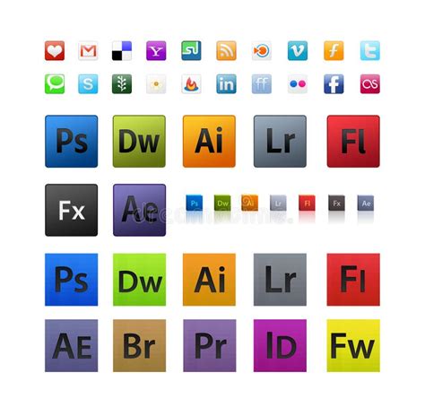 Logos Programs Adobe Color Icons Vector Editorial Image Illustration