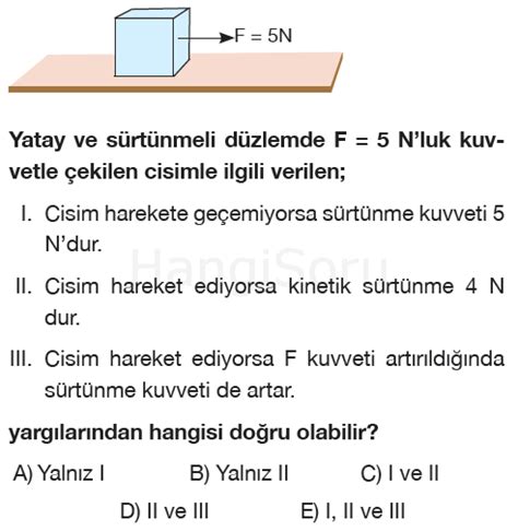 9 Sınıf Fizik Kuvvet ve Hareket Testi Çöz Test Çöz