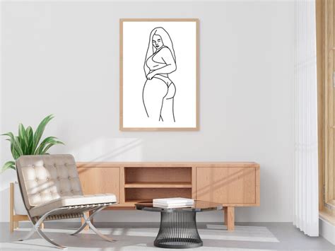 Body Positive Line Art Print Curvy Woman Body Art Minimal Female Body