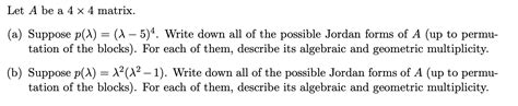 solved let a be a 4 x 4 matrix a suppose p 1 1 5 4