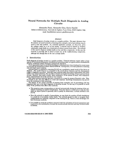 pdf neural networks for multiple fault diagnosis in analog circuits