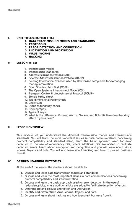 Module 5 Data Communications I UNIT TITLE CHAPTER TITLE A DATA