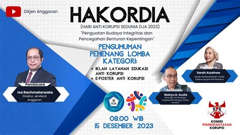 Peringatan Hari Anti Korupsi Sedunia HAKORDIA DJA Tahun 2023 YouTube