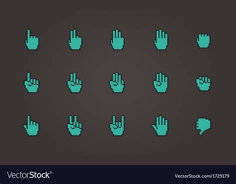 Pixel Cursors Icons Mouse Hands Royalty Free Vector Image