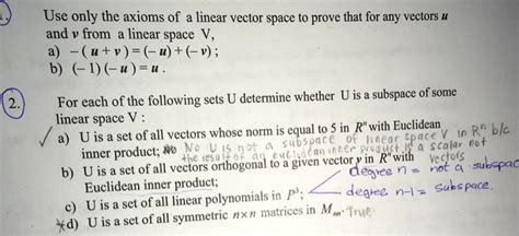 solved use only the axioms of a linear vector space to prove