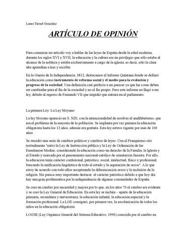 Art Culo De Opini N By Laurateruel Issuu