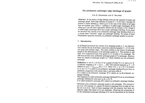 pdf on arithmetic antimagic edge labelings of graphs