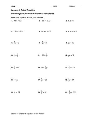 Lesson 1 Solve Equations With Rational Coefficients Fill Online